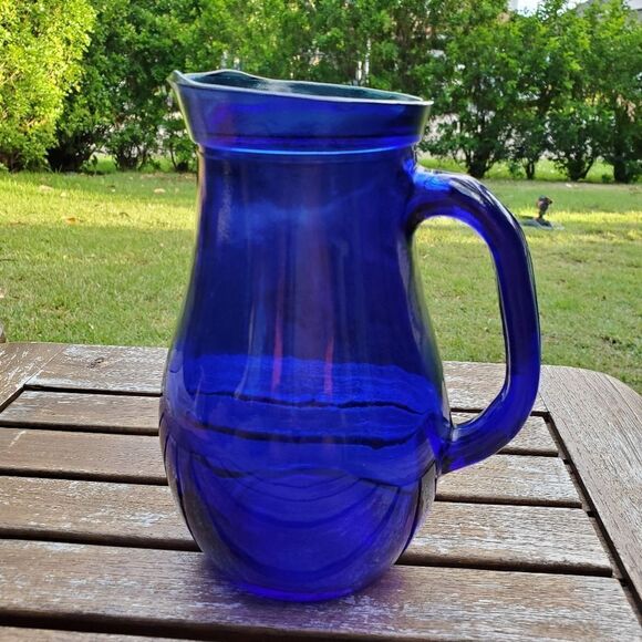 Dining | Vintage Antiquecolbaltblueglasspitcher | Poshmark